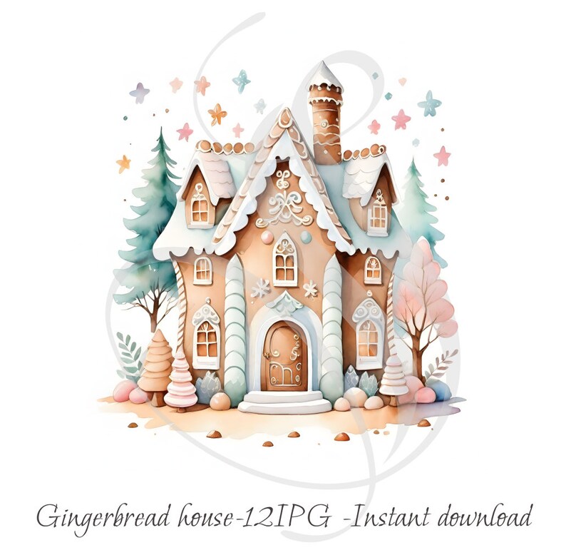Gingerbread House Clipart Set 12 JPG Files, Christmas & Winter Theme ...