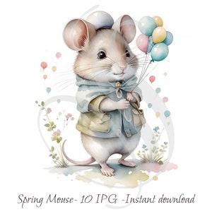 Springtime Delight Clip Art Cute Mouse Illustrations for DIY Crafts and ...