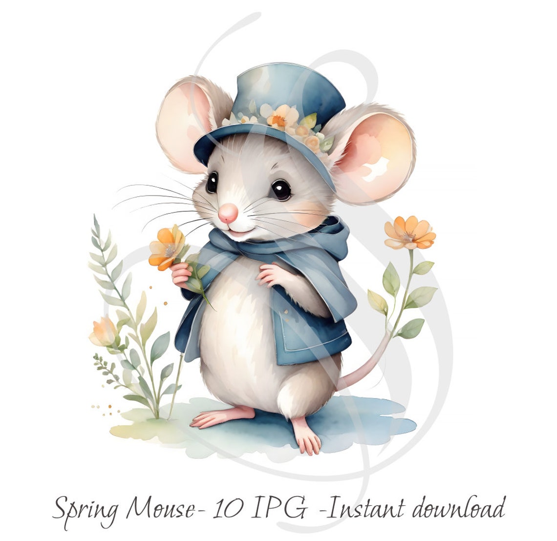 Springtime Delight Clip Art Cute Mouse Illustrations for DIY Crafts and ...