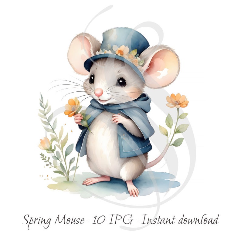 Springtime Delight Clip Art Cute Mouse Illustrations for DIY Crafts and ...