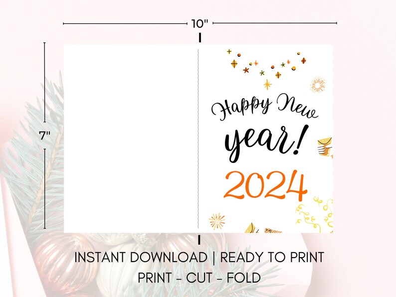 New Year Printable Downloads New Year Card 2024 New Year 2024 Greeting ...