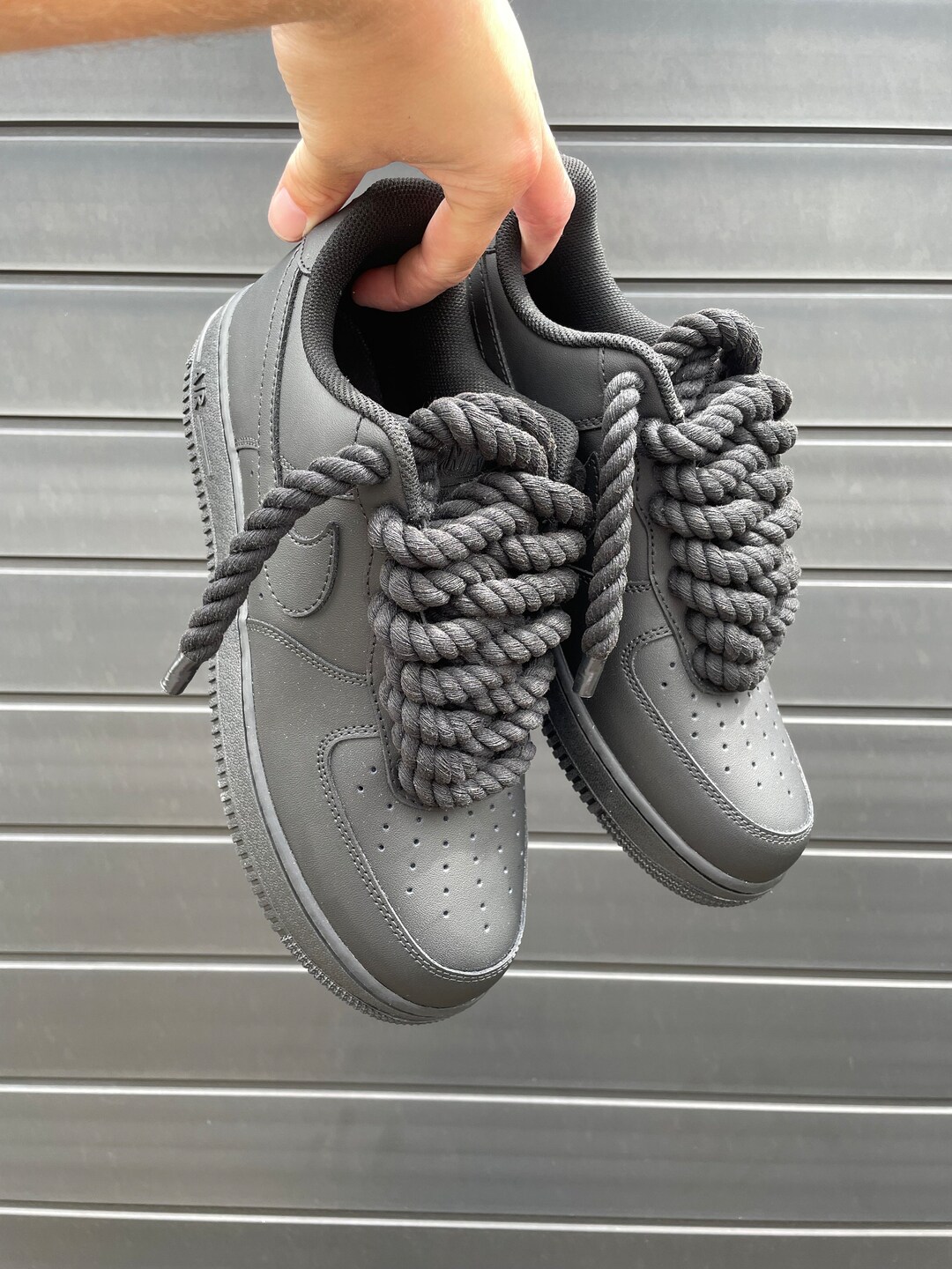 Matte Black Rope Lace AF1 Custom - Etsy
