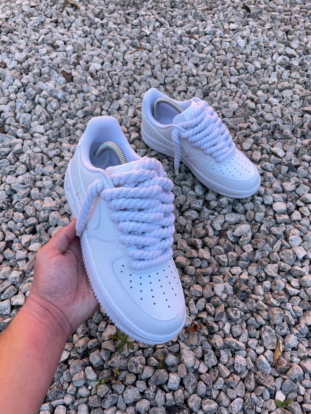 White Rope Lace AF1 Custom Sneakers - Etsy