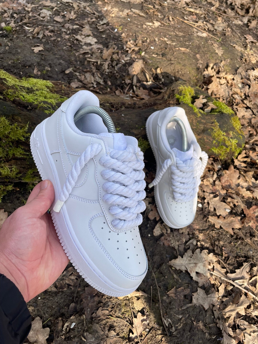 White Rope Lace AF1 Custom - Etsy