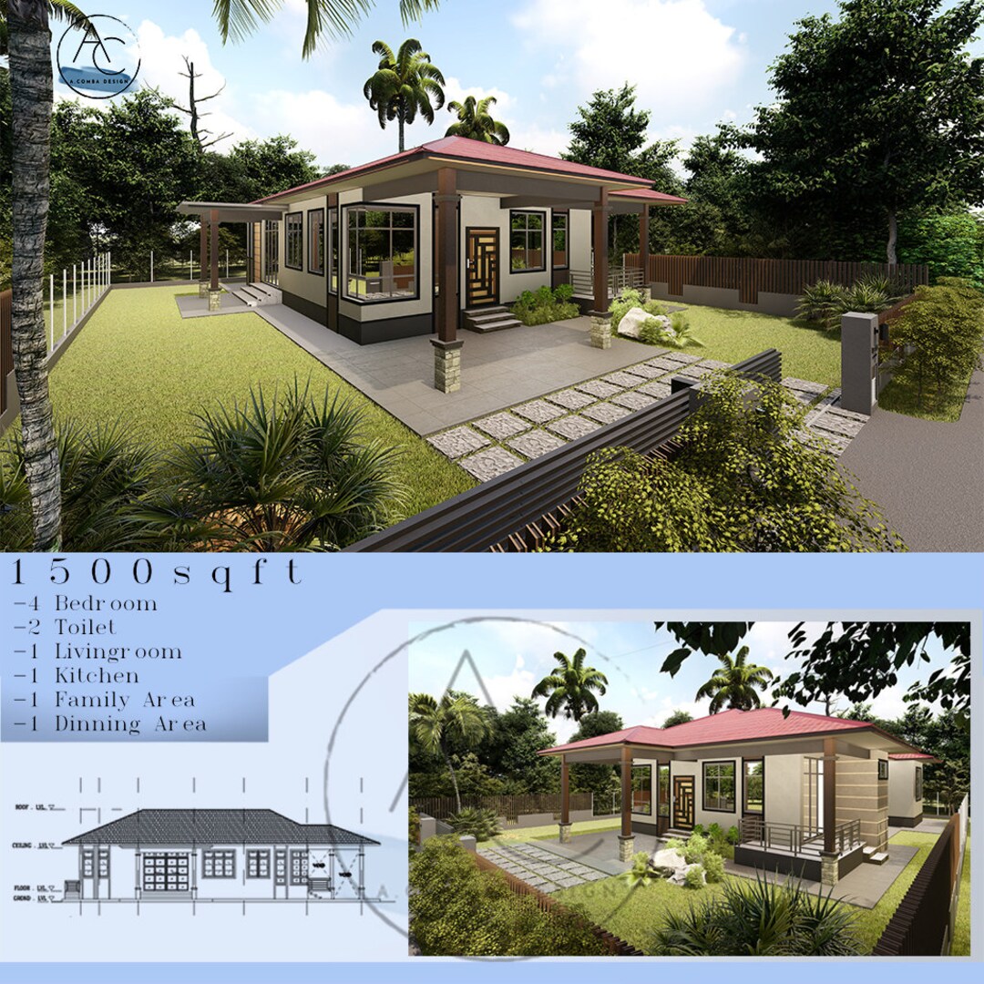 Latest House Plan | Bungalow 1 Floor (1500kps) | HOUSE DESIGN 3D ...
