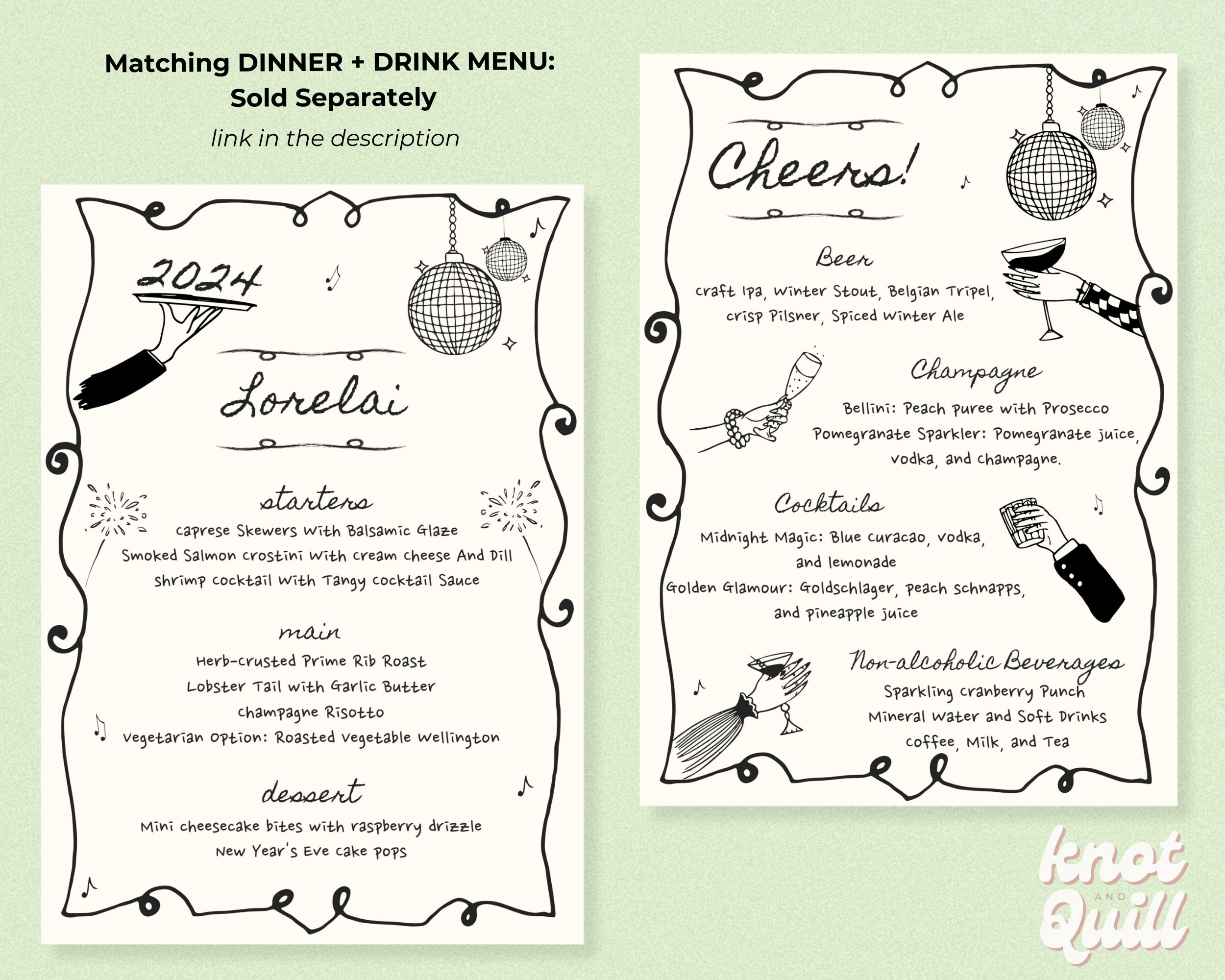 New Year's PARTY INVITATION Template, Illustrated New Year's Eve Soiree ...