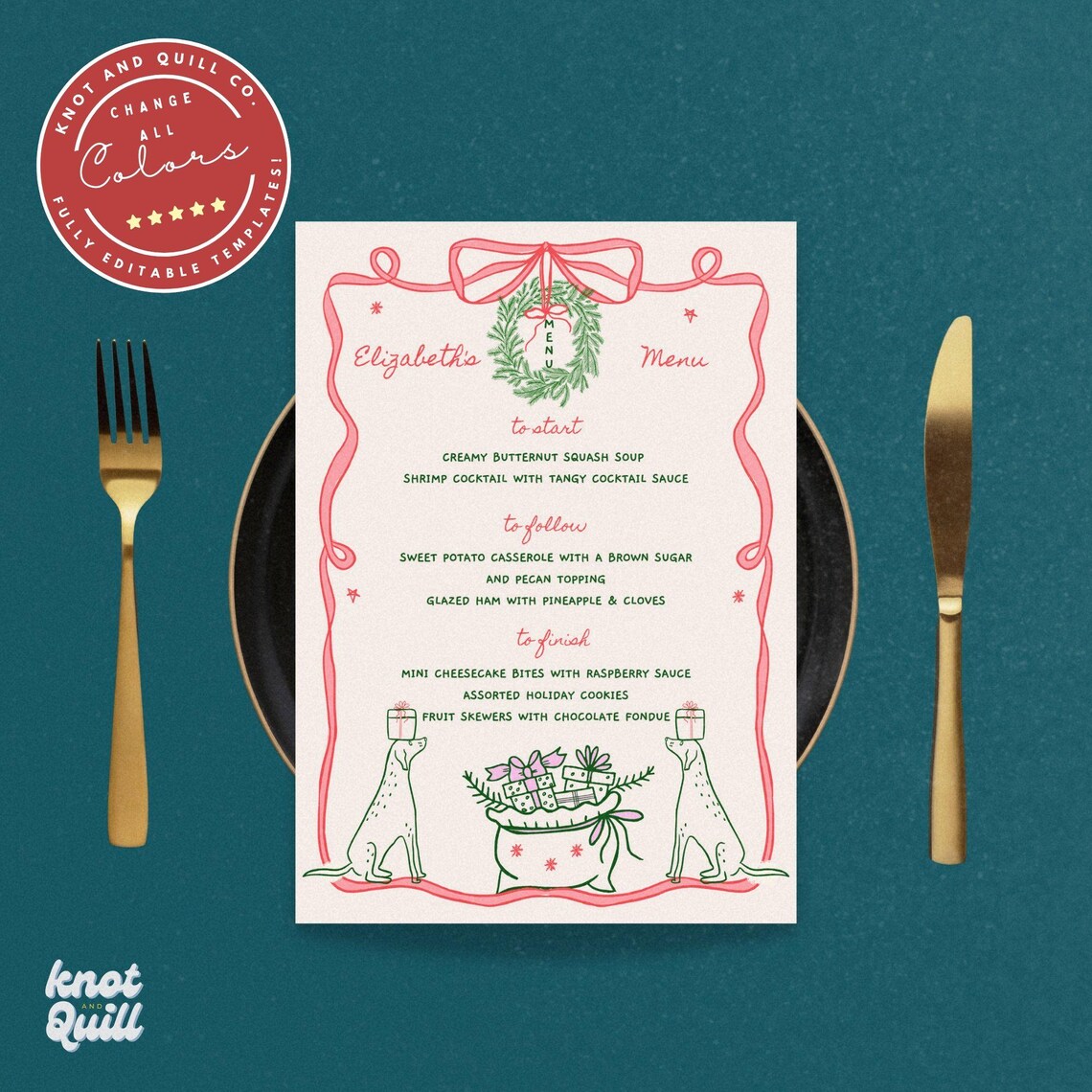 PERSONALIZED DINNER MENU Template, Funky, Handdrawn Illustrations ...