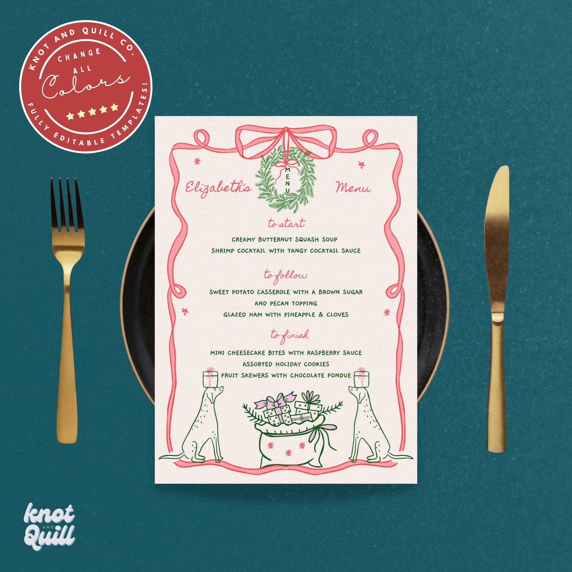 PERSONALIZED DINNER MENU Template, Funky, Handdrawn Illustrations ...