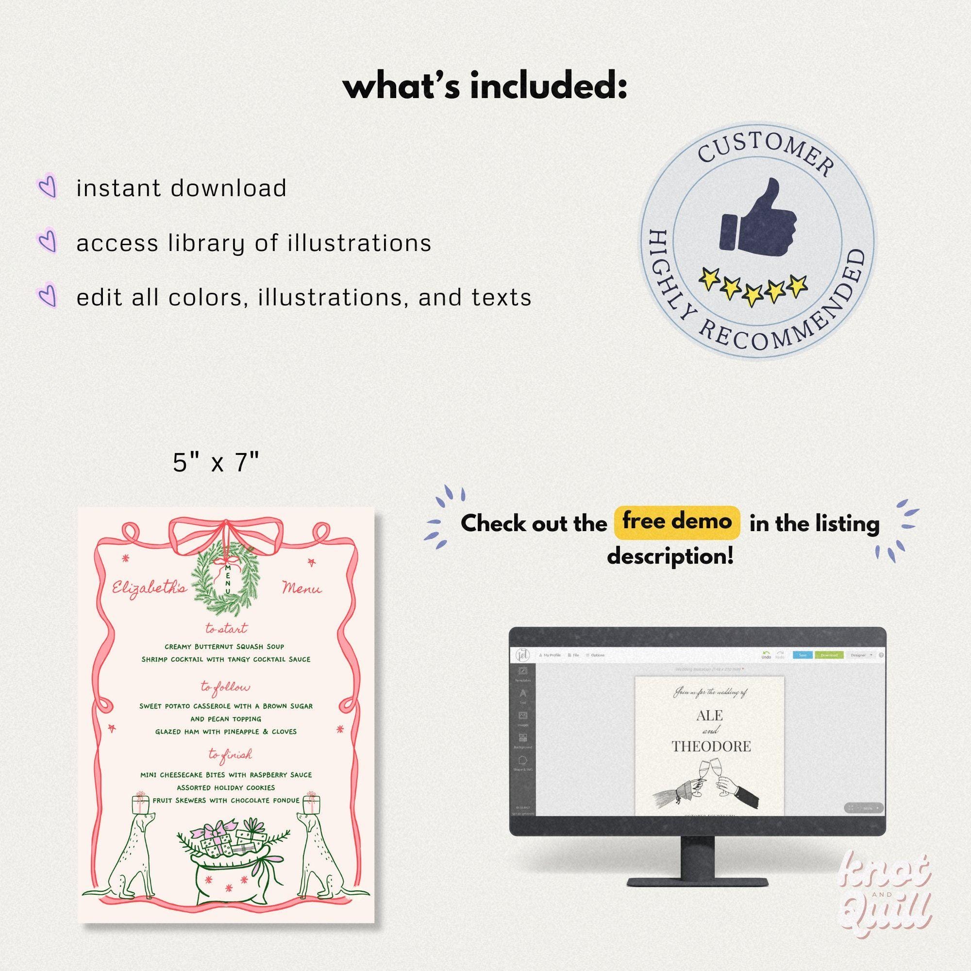 PERSONALIZED DINNER MENU Template, Funky, Handdrawn Illustrations ...