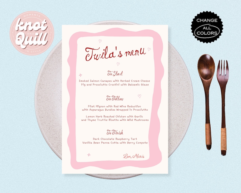 PERSONALIZED GALENTINE MENU, Illustrated Galentine's Day Brunch Menu W ...