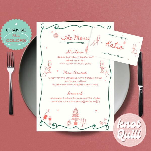 Christmas Menu and Place Card - Etsy