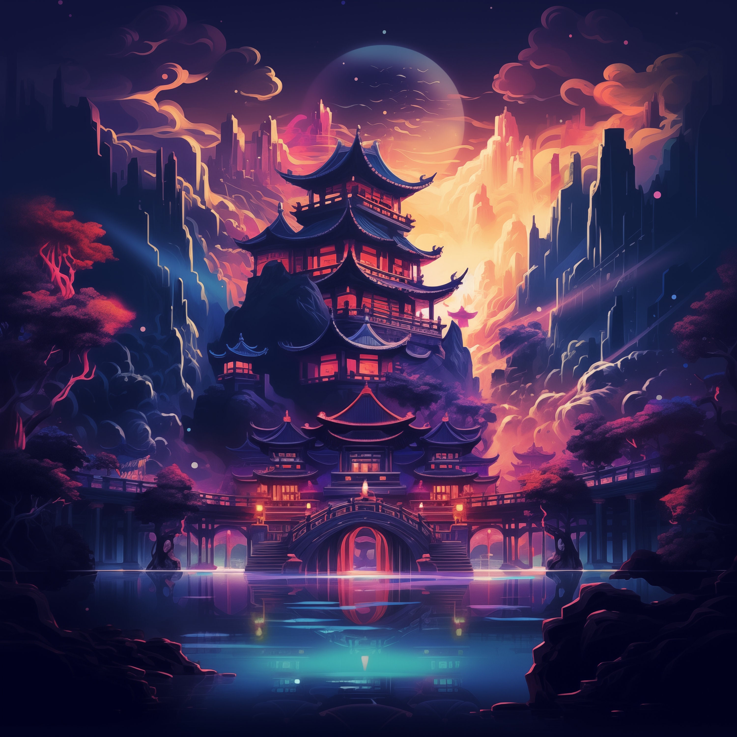 Ancient Chinese Mystical Land Background Ancient Chinese - Etsy