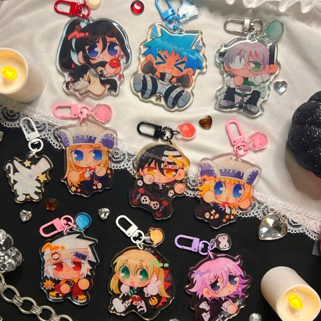 Cute Anime Soul Eater Glitter Acrylic Keychain - Etsy