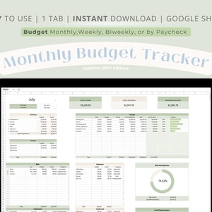 Budget Planner Google Sheets, Monthly Budget Spreadsheet Paycheck ...