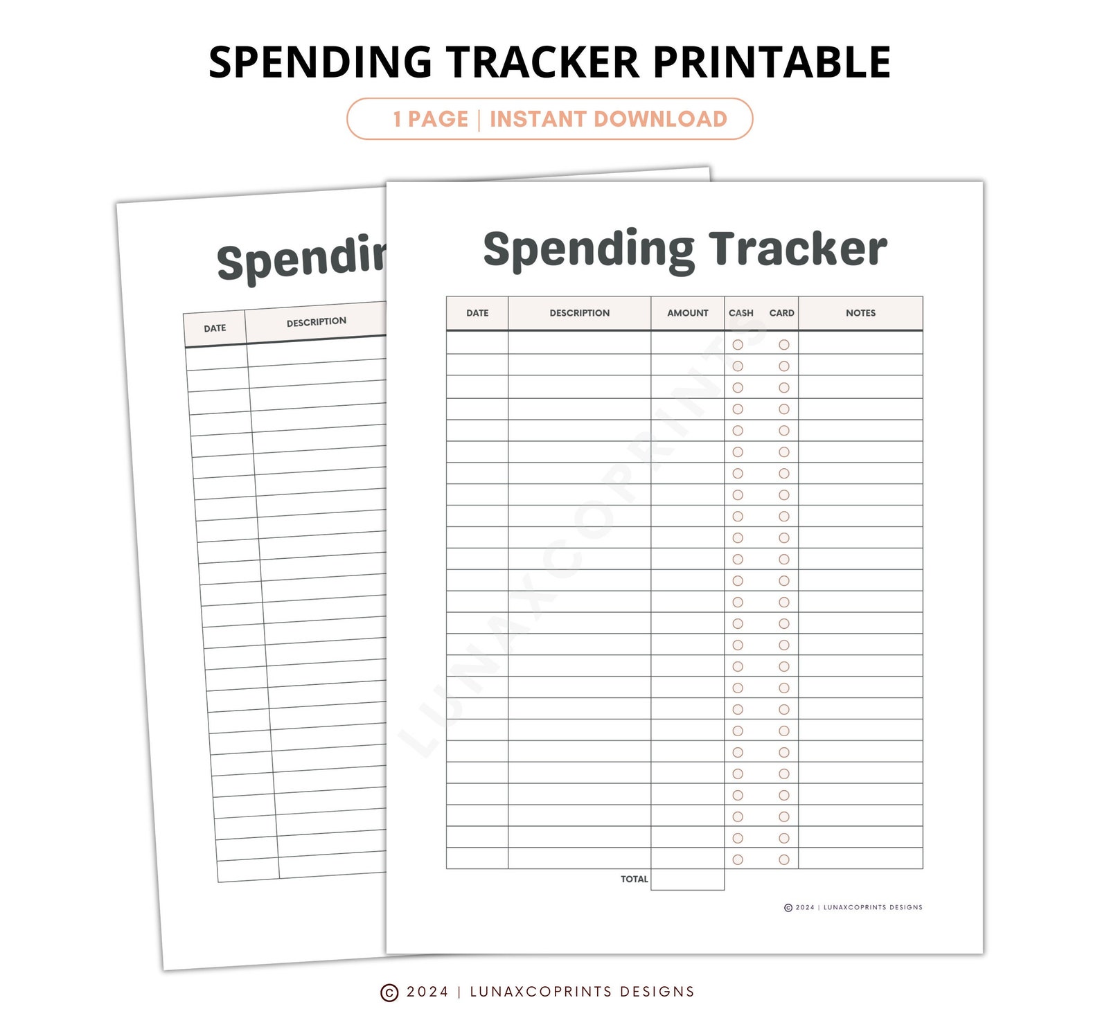 Expense Tracker Printable| Spending Tracker, Spending Log, Expense ...