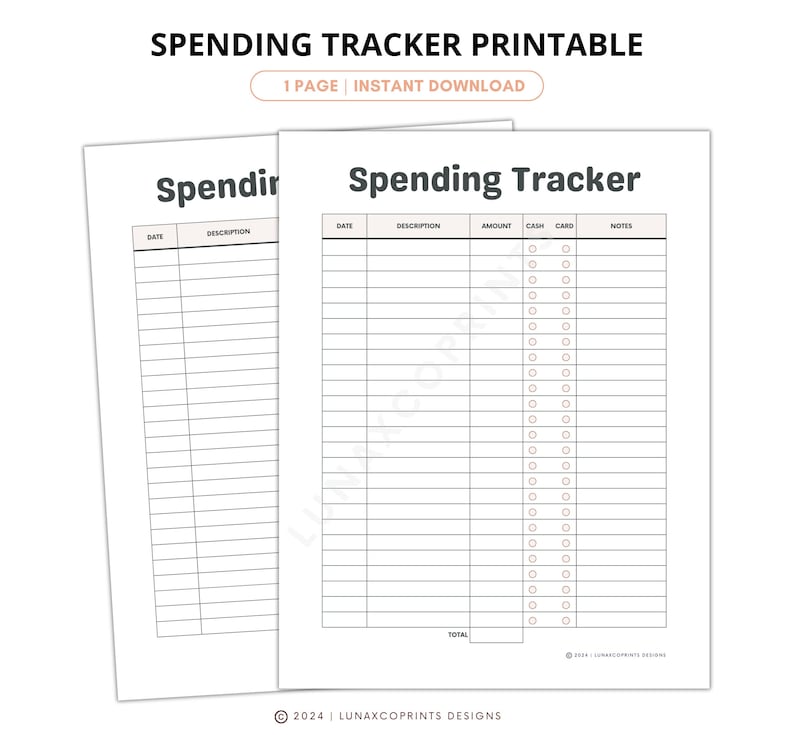 Expense Tracker Printable Spending Tracker, Spending Log, Expense ...