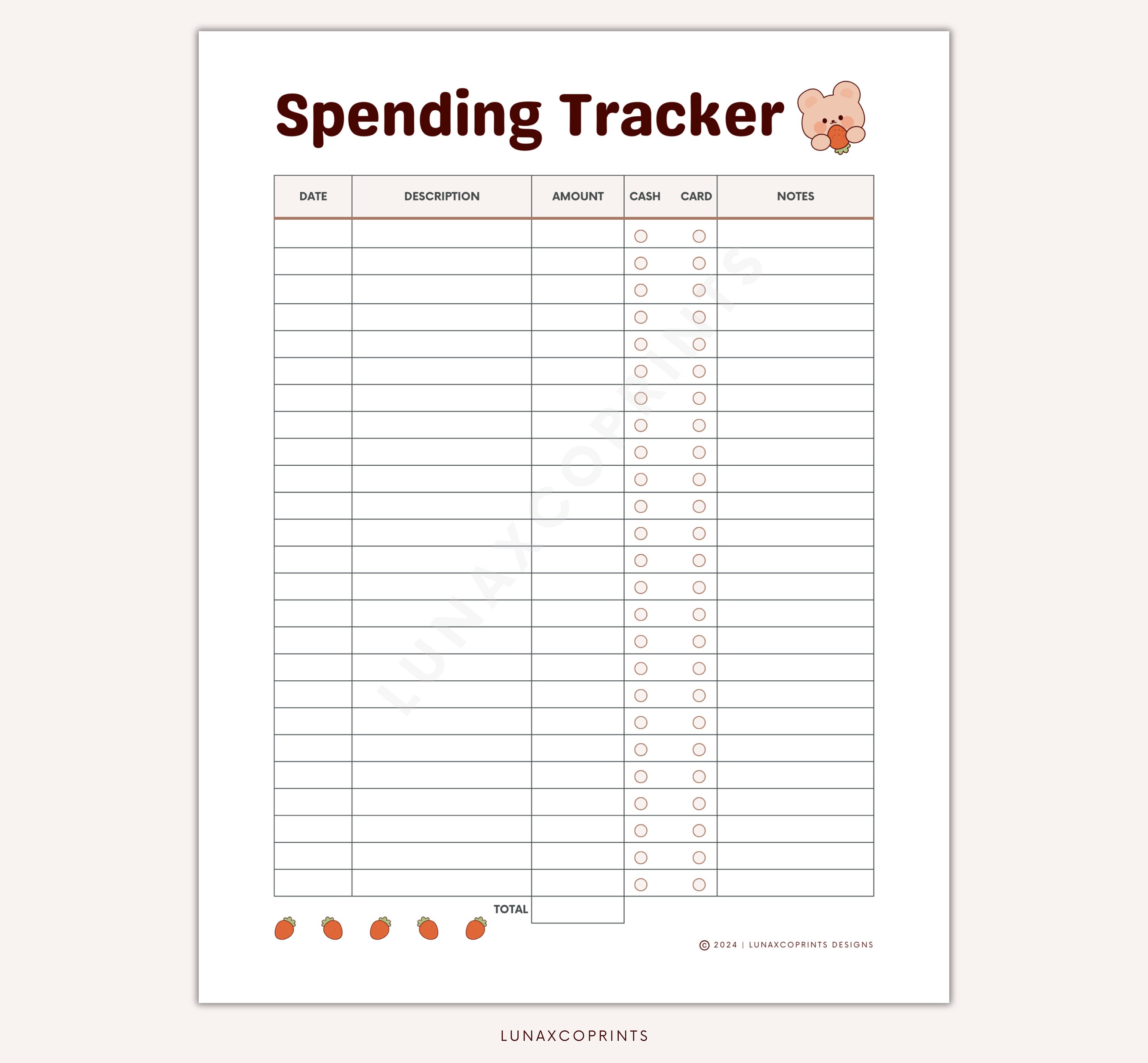 Expense Tracker Printable| Spending Tracker, Spending Log, Expense ...