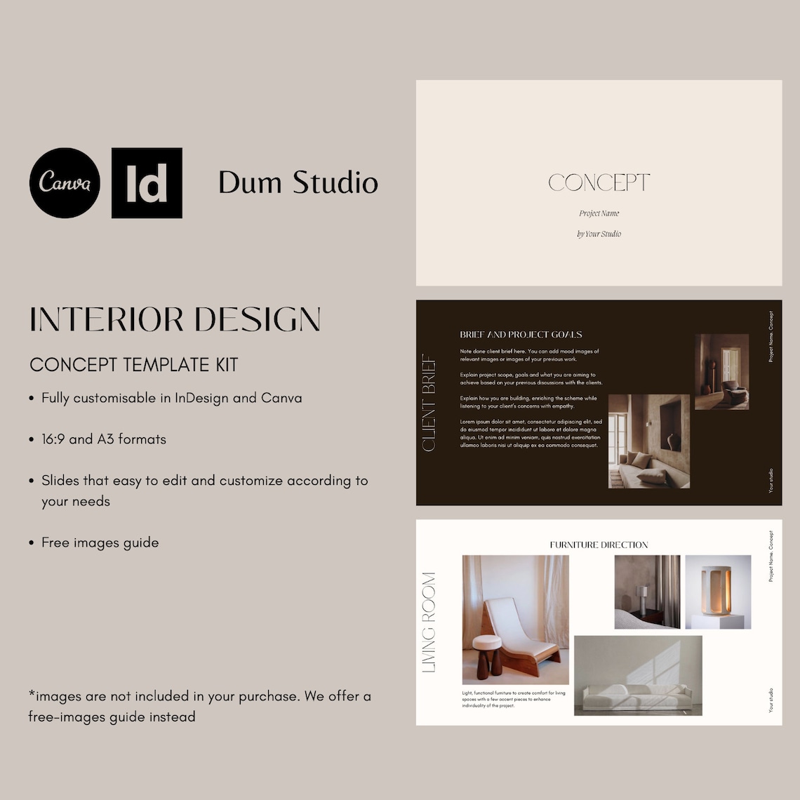 Interior Design Concept Presentation Template: Canva & Indesign - Etsy