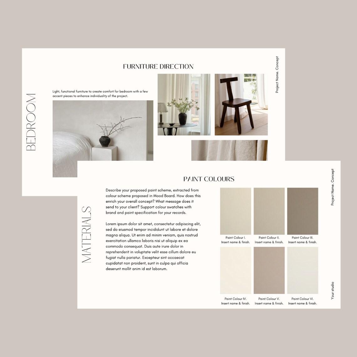 Interior Design Concept Presentation Template: Canva & Indesign - Etsy