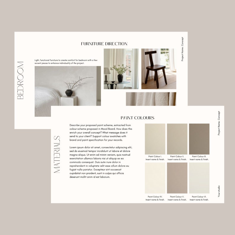 Interior Design Concept Presentation Template: Canva & Indesign - Etsy