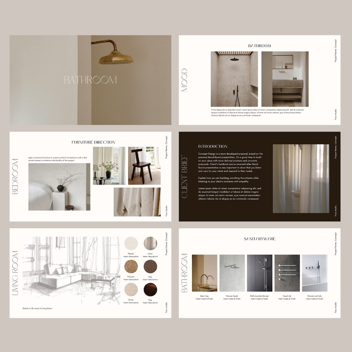 Interior Design Concept Presentation Template: Canva & Indesign - Etsy