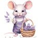 Mouse With Lavender Clipart, 11 Jpg, Watercolor Mouse Clipart, Digital ...