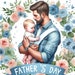 Happy Father's Day Watercolor Clipart: Floral JPG Images (digital ...