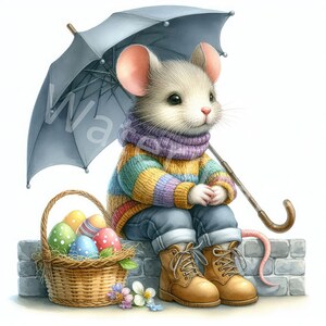 Easter Mouse Clipart, 12 JPG, Digital Download, Scrapbooks,junk Journal ...