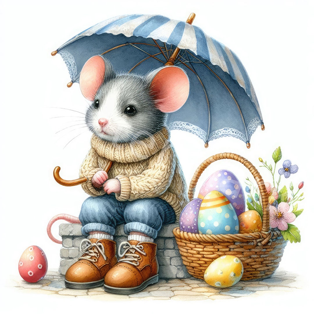 Easter Mouse Clipart, 12 JPG, Digital Download, Scrapbooks,junk Journal ...