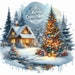 Watercolor Christmas Clipart: Holiday Landscape Scene (JPG Digital ...