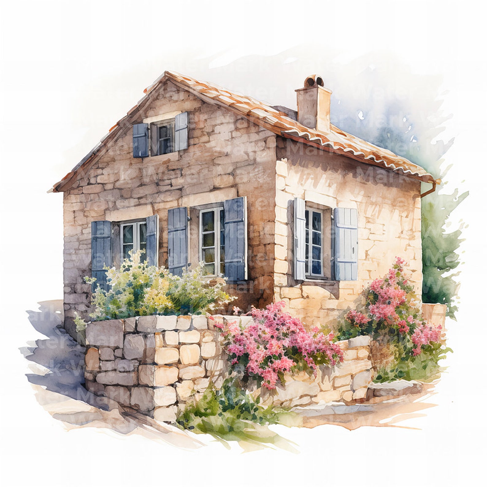 Watercolor Cottage Clipart: Summer House Illustration (digital Download ...