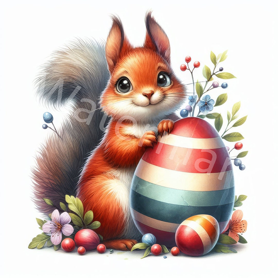 Easter Squirrel Clipart, 12 Jpg, Digital Download, Digital Paper Crafts ...