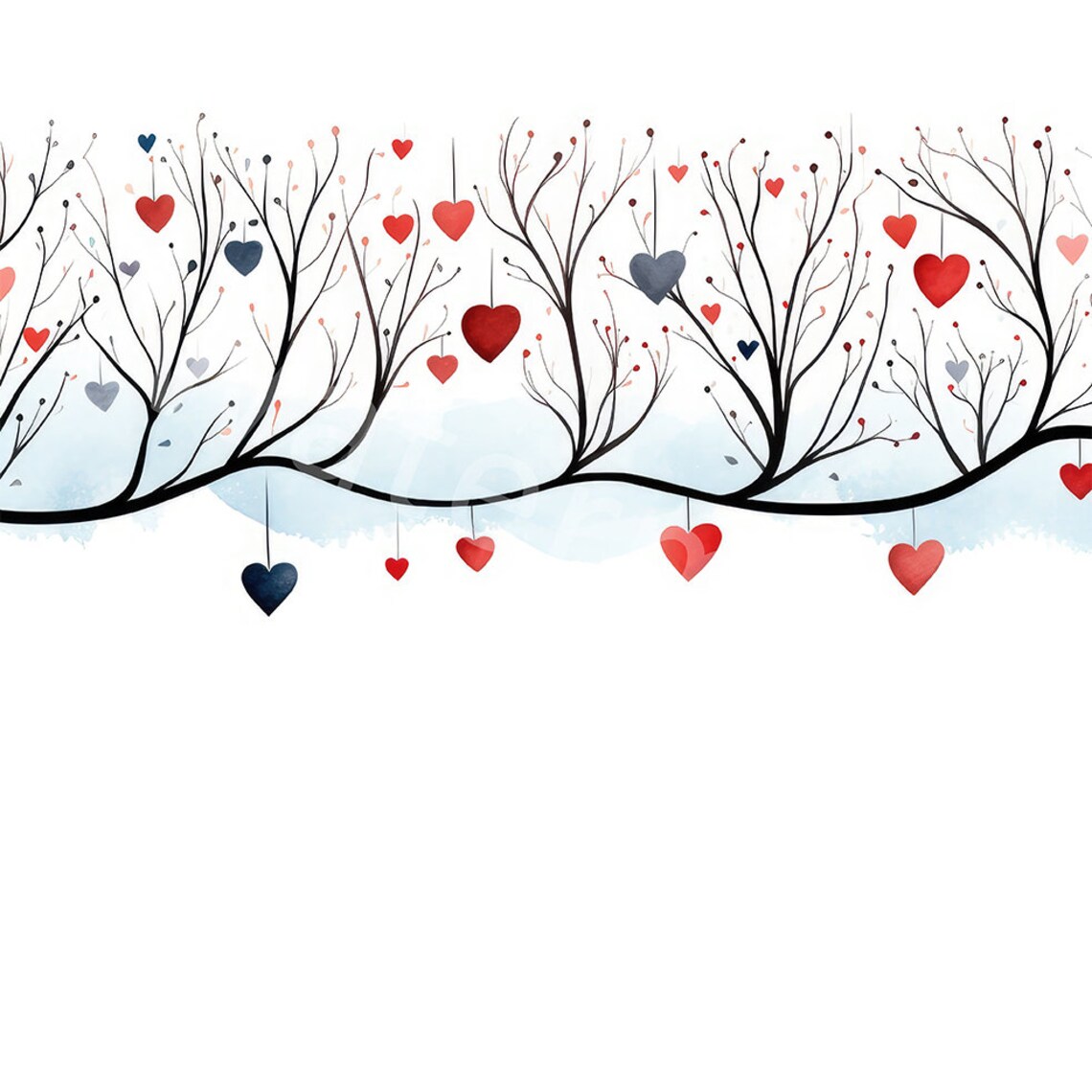 Watercolor Heart Borders Clipart: Valentine's Day Card Making (digital ...