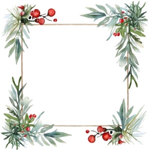 Watercolor Mistletoe Frame Clipart: Floral Card Border (digital ...