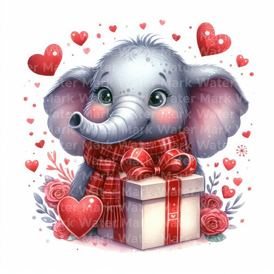 Valentine's Day Elephant Clipart, 12 JPG, Digital Download, Scrapbooks ...