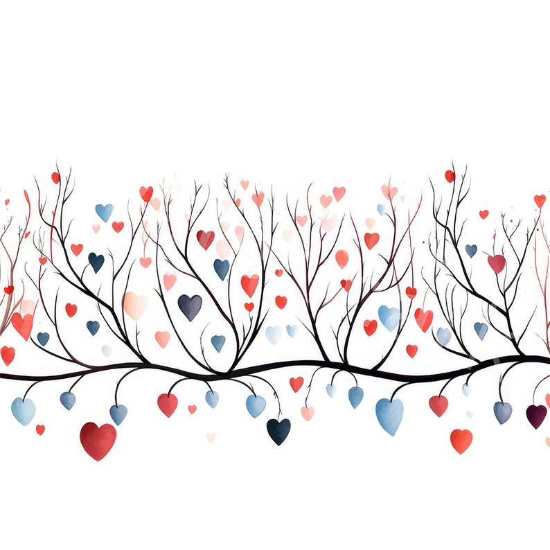 Valentines Day Borders Watercolor Clipart, 11 JPG, Digital Download ...