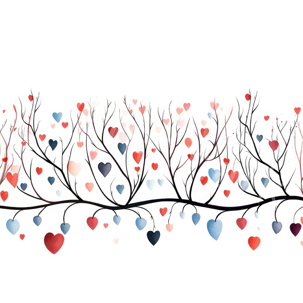 Valentines Day Borders Watercolor Clipart, 11 JPG, Digital Download ...