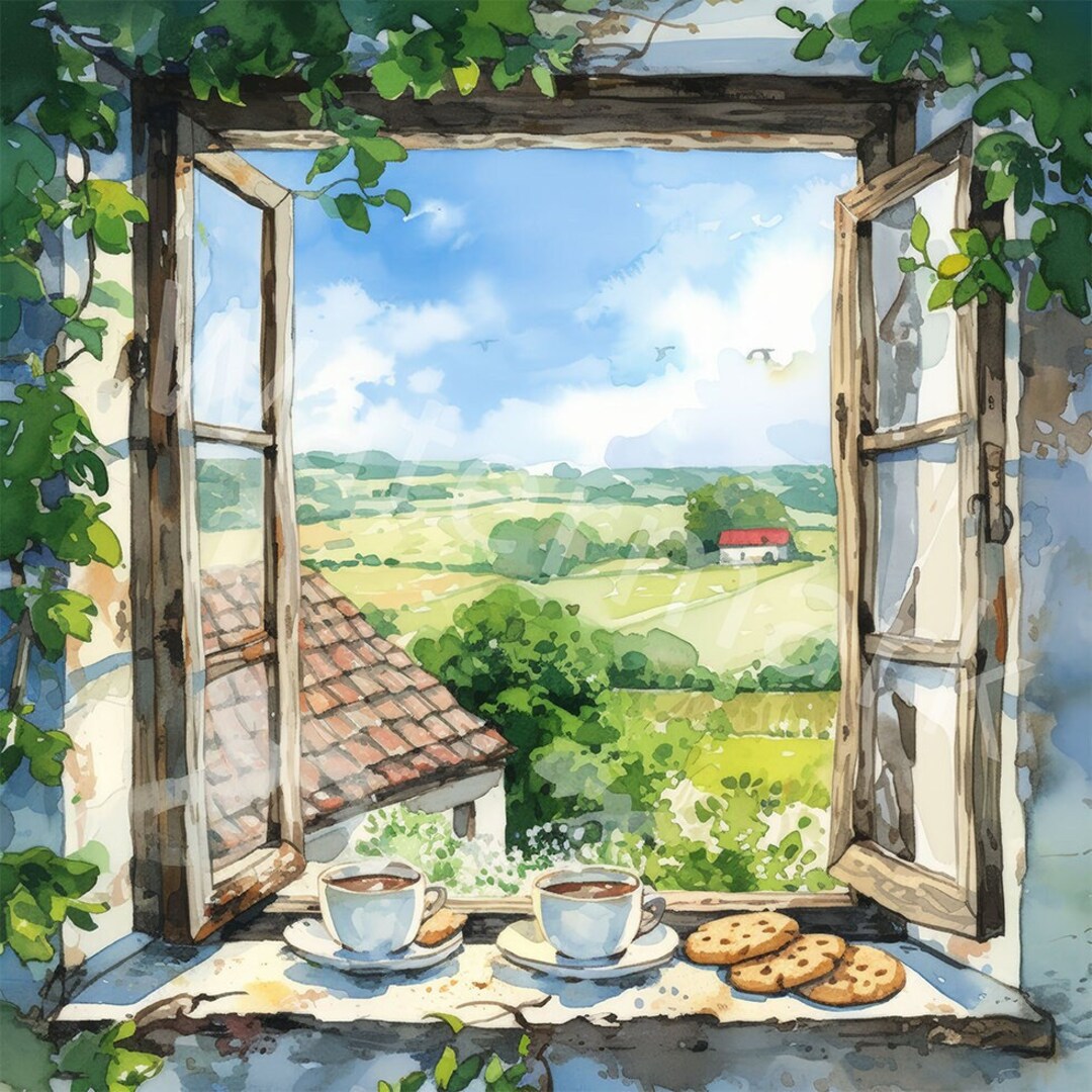 Summer Window Clipart, 12 JPG, Digital Download, Paper Crafts ...