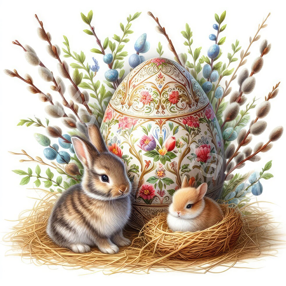 Easter Bunny Chick Clipart, 12 JPG, Digital Download, Scrapbooks, Junk ...