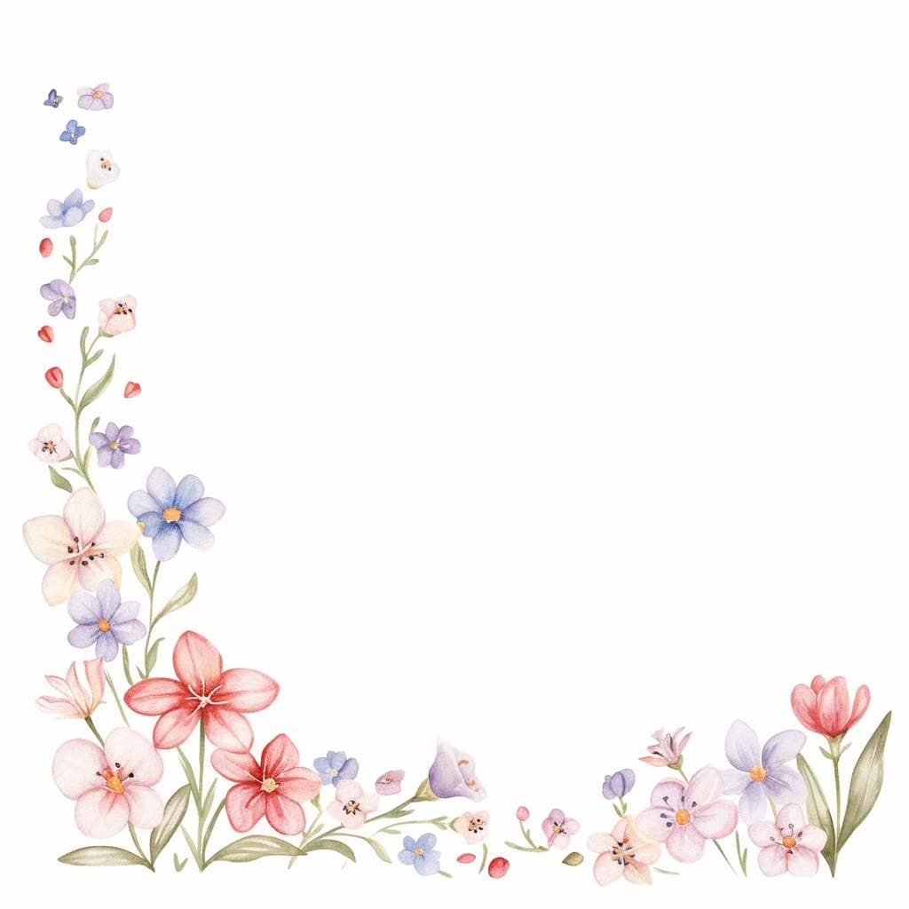 Spring Flower Border Clipart: Watercolor Floral Motifs (digital ...