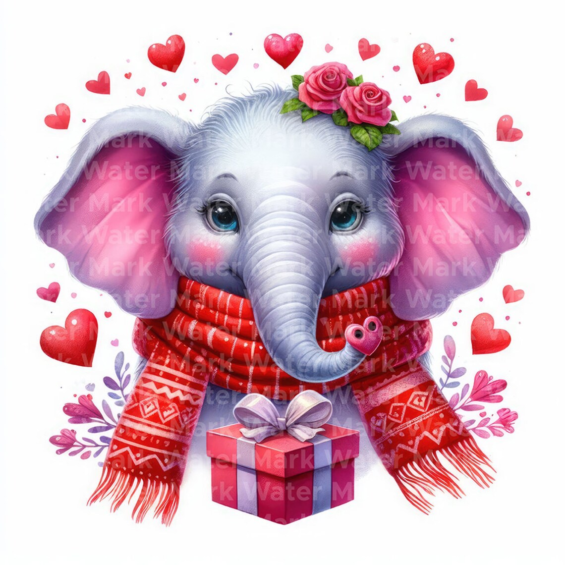 Valentine's Day Elephant Clipart, 12 JPG, Digital Download, Scrapbooks ...