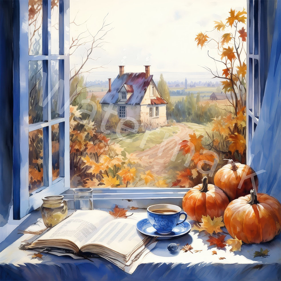 Autumn Window Watercolor Clipart: Fall Landscape (digital Download) - Etsy