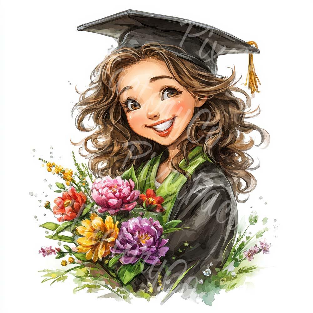 Graduation Girl Clipart Bundle: JPG Images for Planner Stickers ...