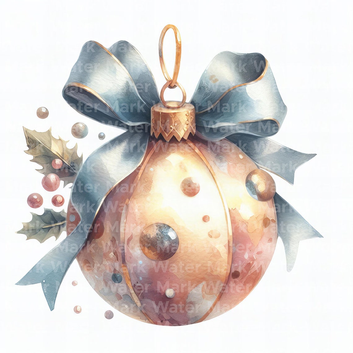 Christmas Tree Baubles Clipart, 12 JPG, Watercolor Clipart, Card Making ...