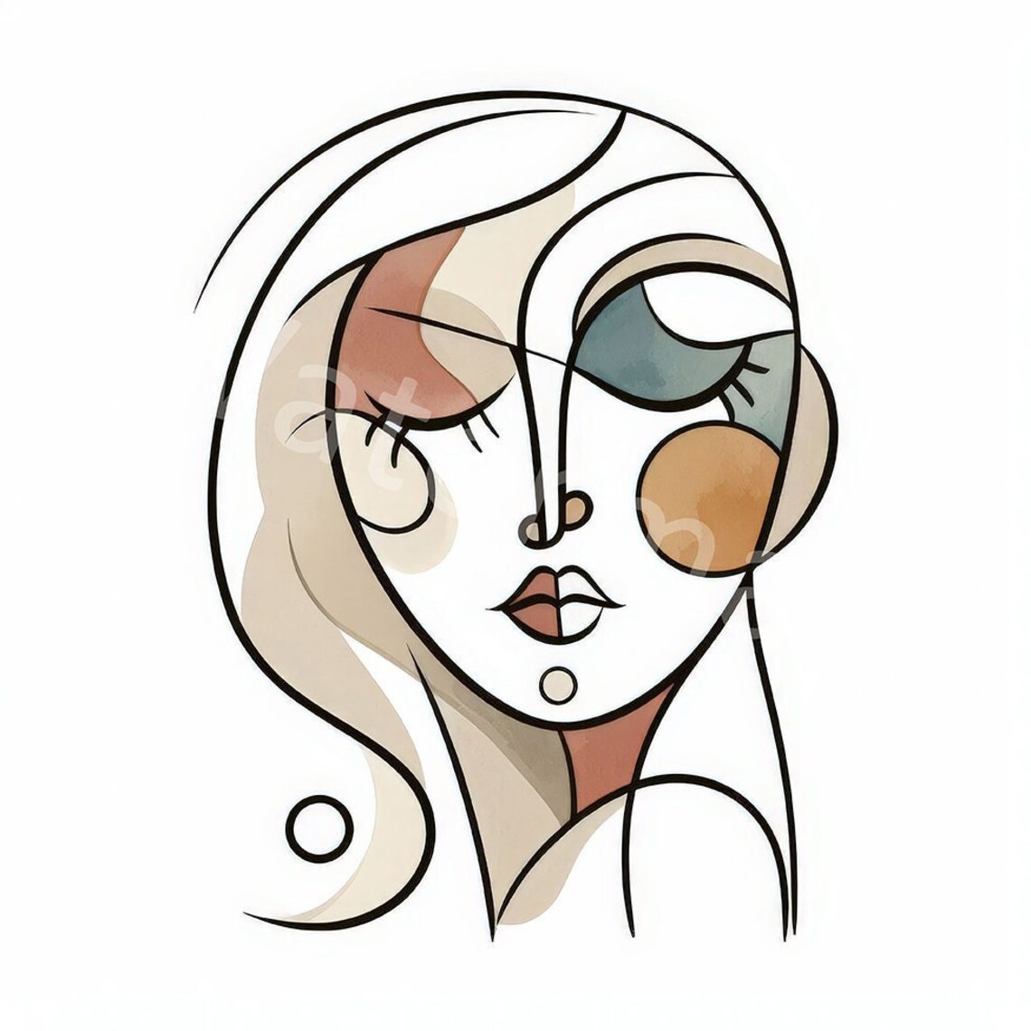 Abstract Face Clipart: Watercolor Style Art (digital Download) - Etsy
