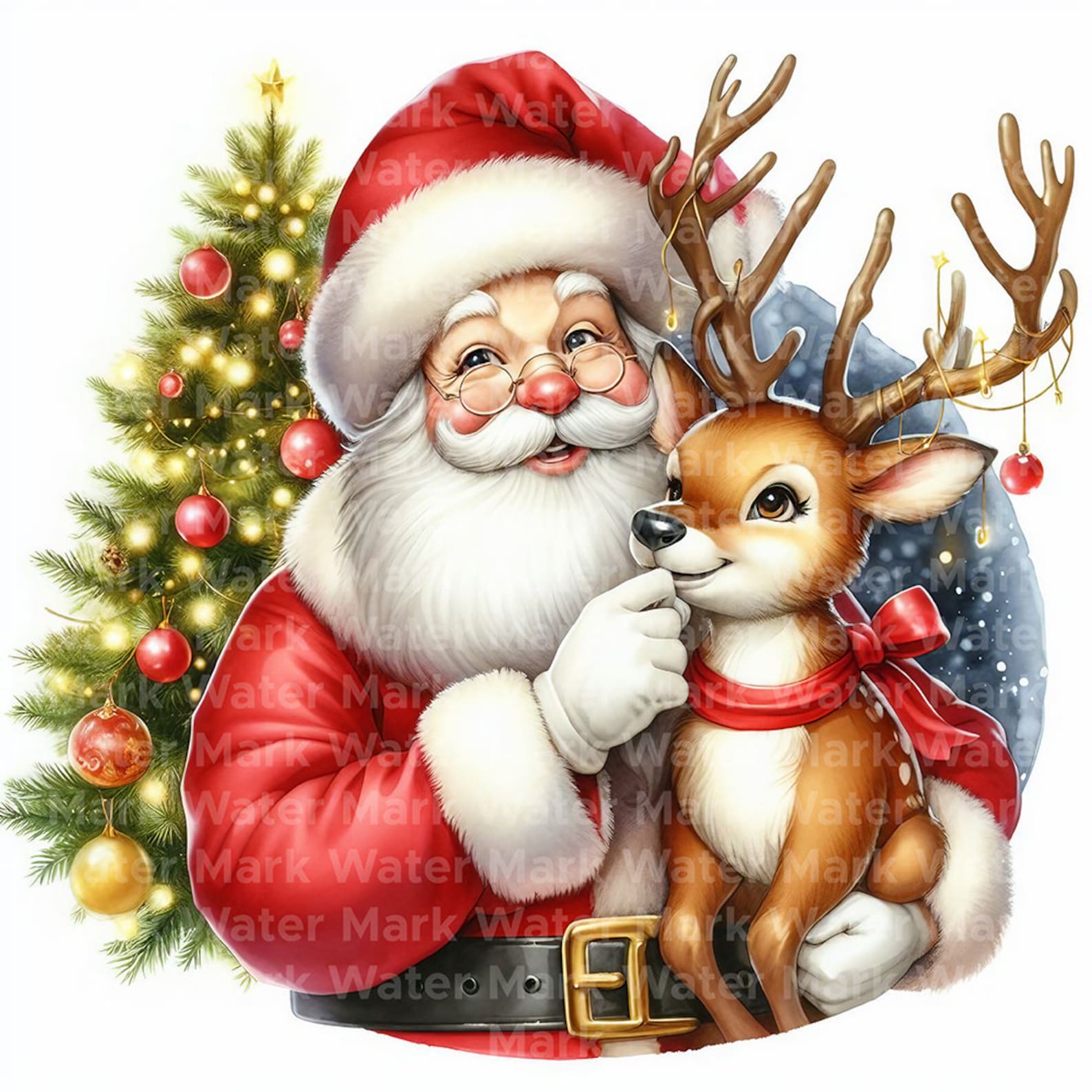 Christmas Santa Claus Clipart, 12 Jpg, Digital Download, Watercolor ...