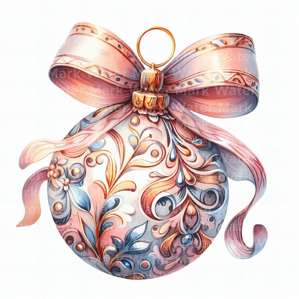 Christmas Tree Baubles Clipart, 11 JPG, Watercolor Clipart, Card Making ...