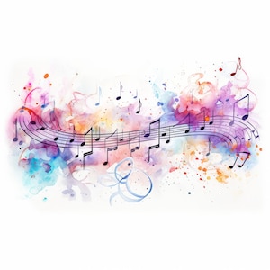 Watercolor Music Notes Clipart, 14 JPG, Digital Download, Digital Paper ...