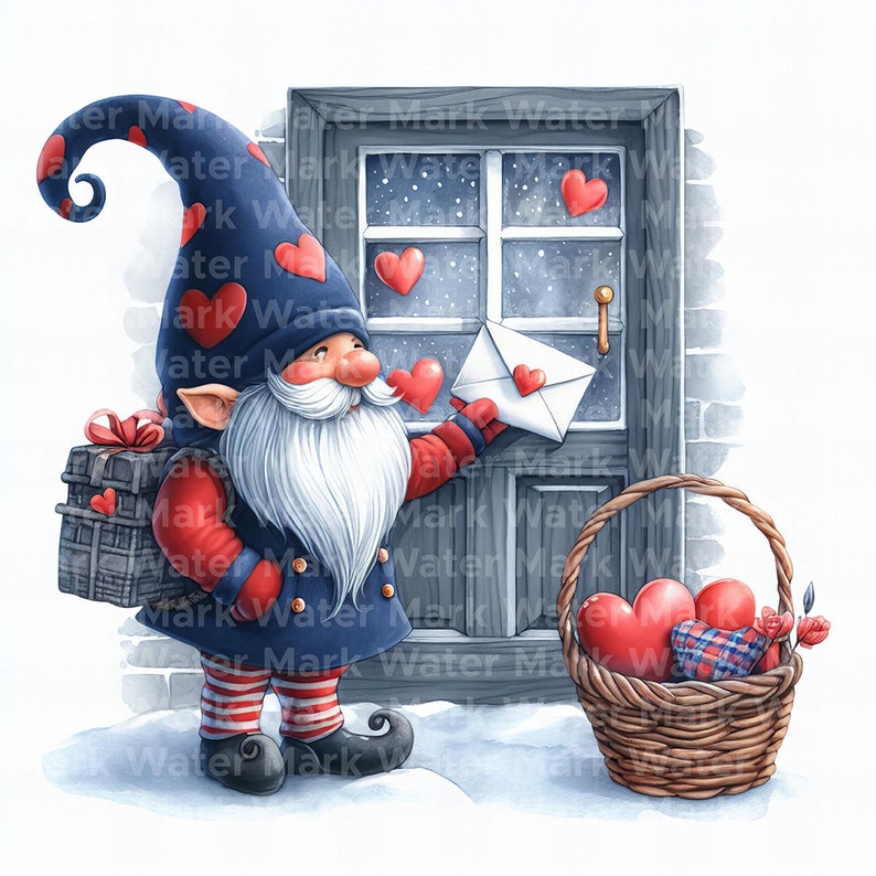 Valentine's Day Gnome Clipart, 13 JPG, Digital Download, Gnome With ...