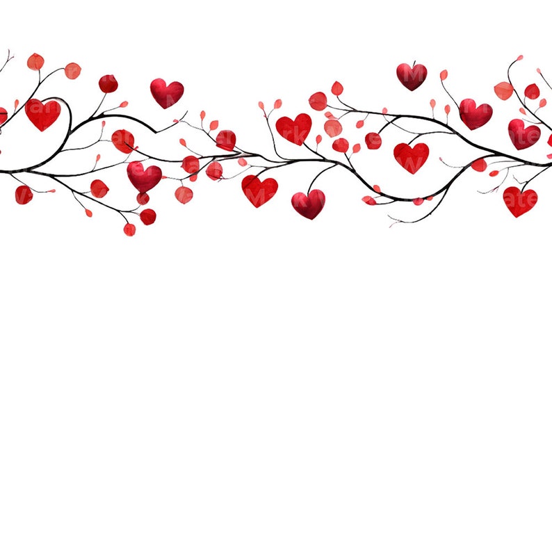Valentines Day Borders Watercolor Clipart, 11 JPG, Digital Download ...